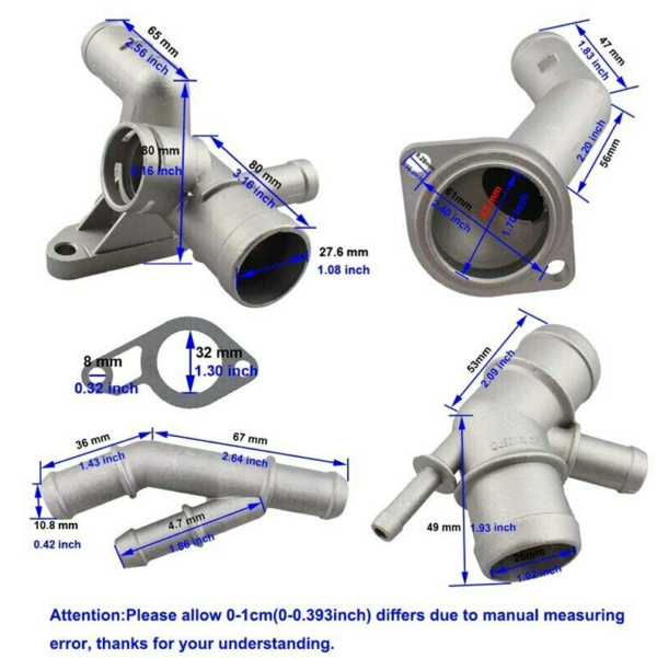 Coolant Flanges - Aluminum Metal - Audi VW 1.8T 20v 4PCS | Everan Online
